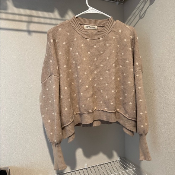 tfy collection | Sweaters | Tan Polka Dot Crew Neck Sweater | Poshmark